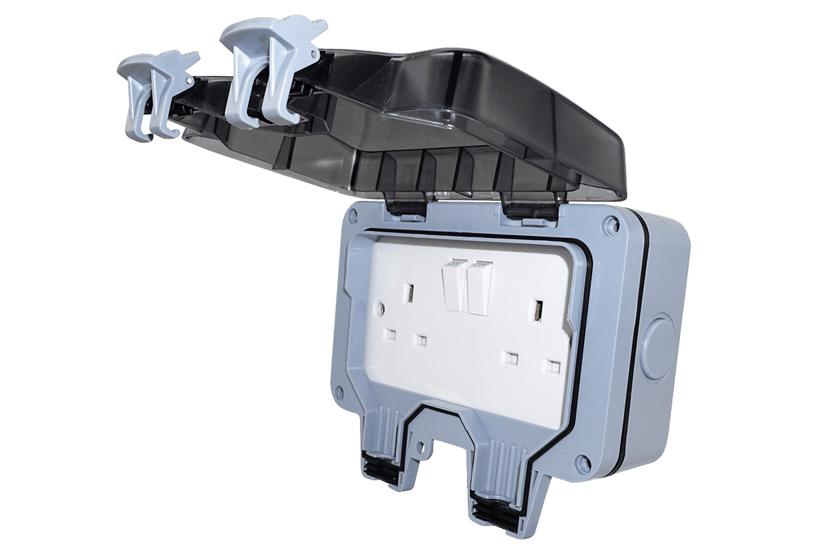 SLX 2-Gang IP66 Weatherproof Outdoor 13A 230V Covered Main Sockets