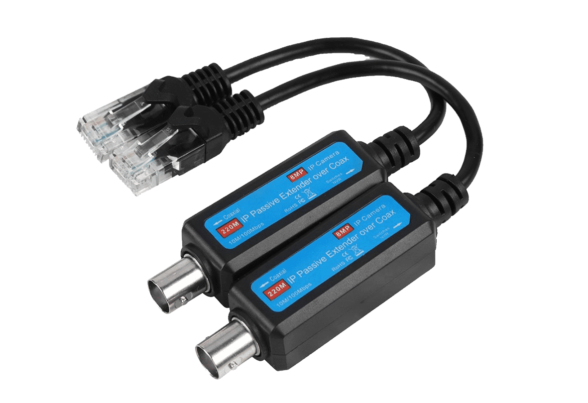 Passive IP Over Coax Extender 200M BNC to RJ45 100Mbps