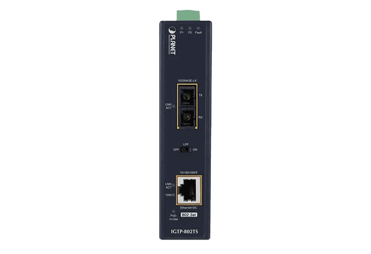 Planet IGTP-802TS Industrial Gigabit 802.3at PoE Media Convertor ...