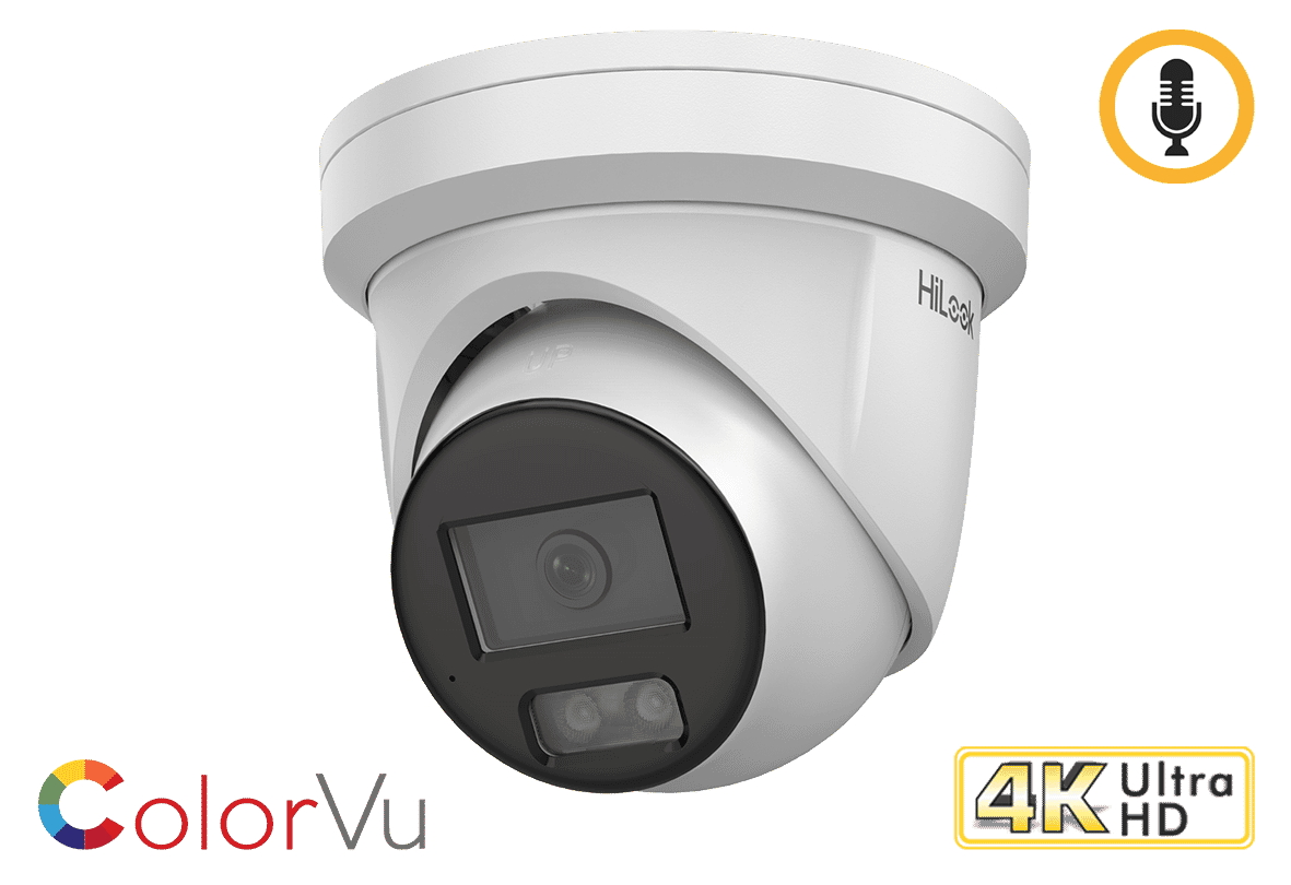 HiLook IPC-T289H-MU 8MP 4K ColorVu Turret with Mic 4.0mm | Connectec.uk