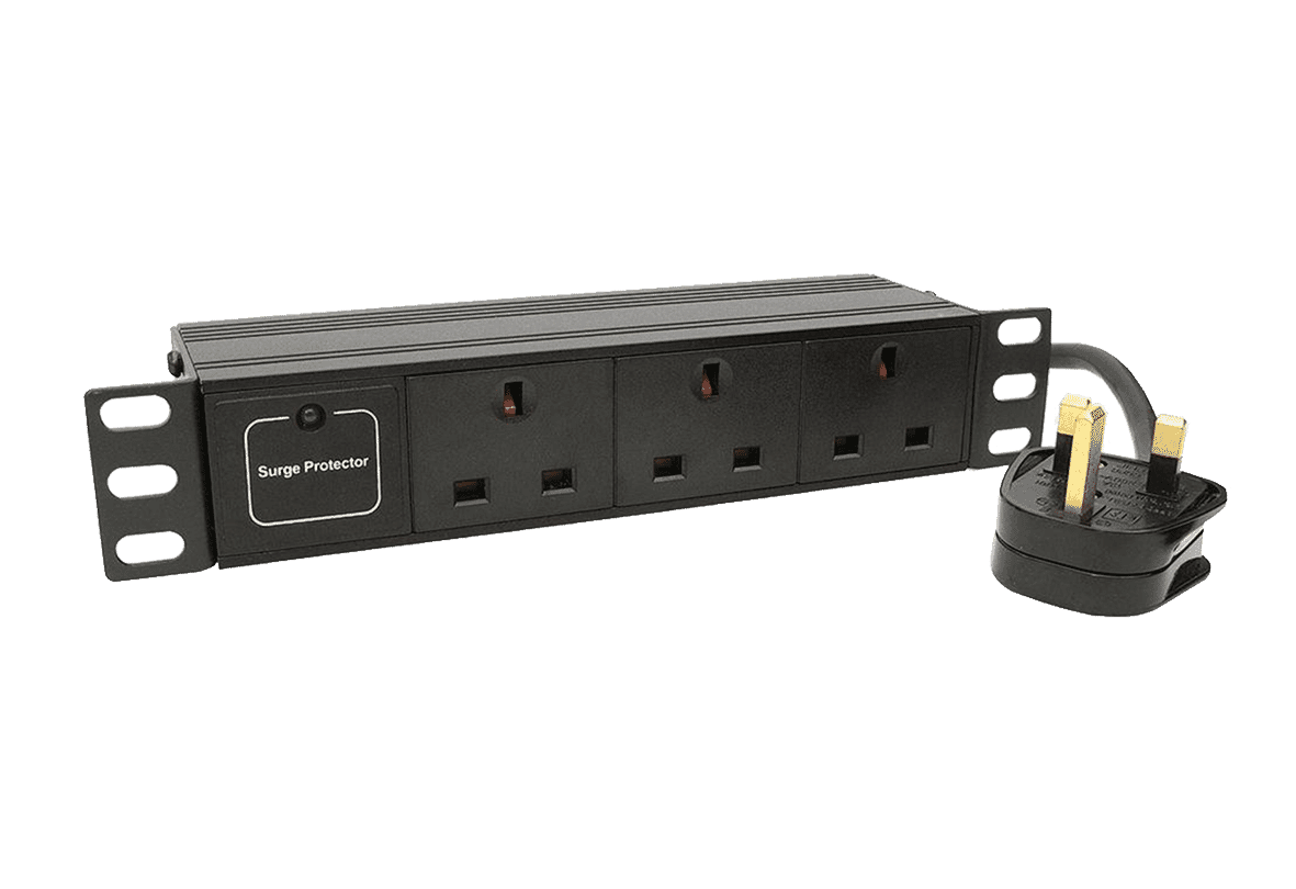 10” SOHO 1U Rack Mount Surge Protected Three Way 13 Amp PDU | Connectec.uk