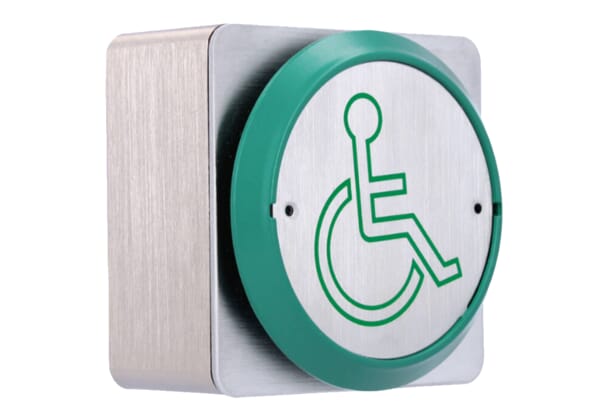 CDVI Stainless Steel Wheelchair Logo Push to Exit Button Surface Mount