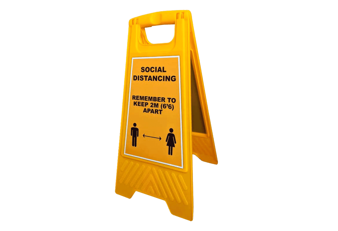 Free-standing Rigid Plastic Social Distancing Sign | Connectec.uk