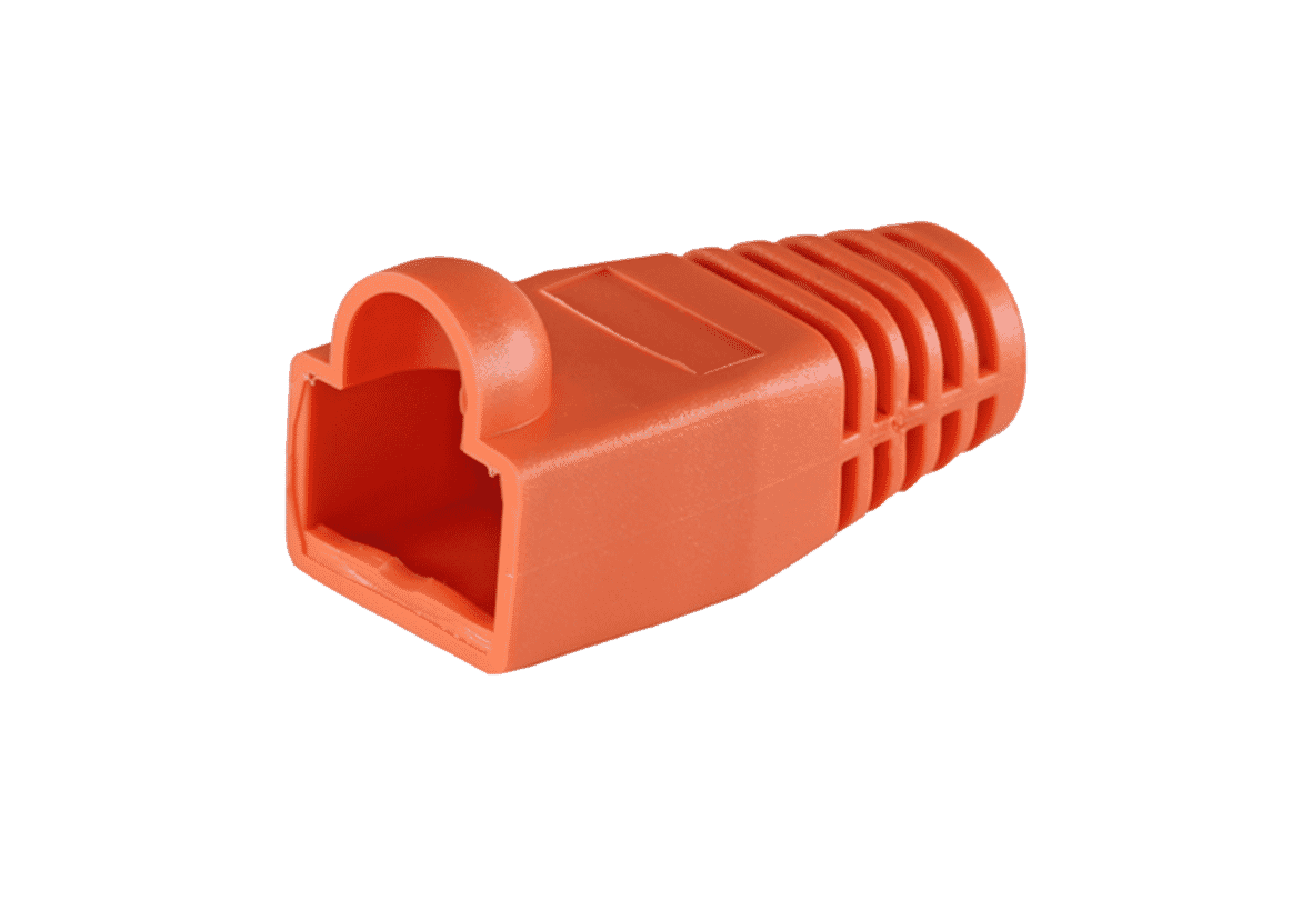 Orange RJ45 plug strain relief boot hood (10pc) | Connectec.uk
