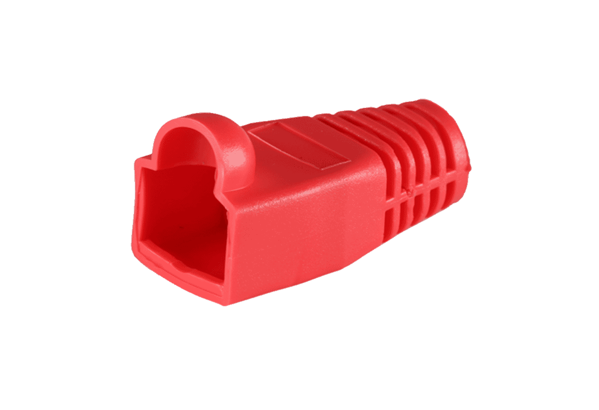 Red RJ45 plug strain relief boot hood (10pc)