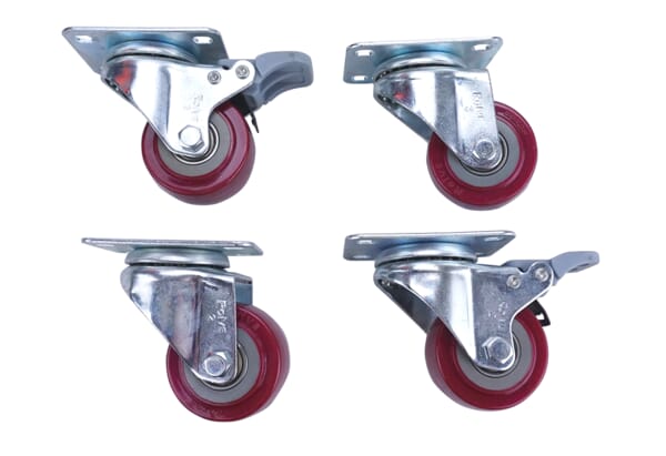 Red Castors Wheels (Pack of 4) for Kauden Convertible Cabinets