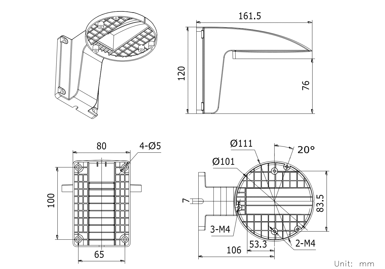 Hikvision DS-1258ZJ Camera Wall Bracket