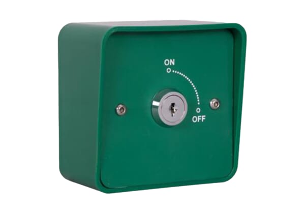 RGL G-KS1-DPDT Green Plastic On-Off Key Switch Latching DP-DT IP64