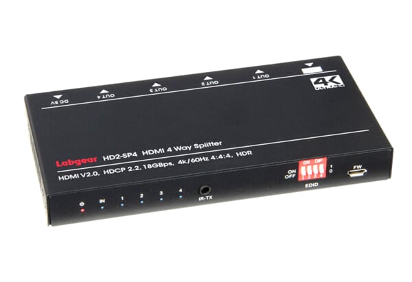Labgear 4-Way 4K 60Hz HDMI v2.0 18Gbps Active Splitter HDCP LPCM 7.1 DTS
