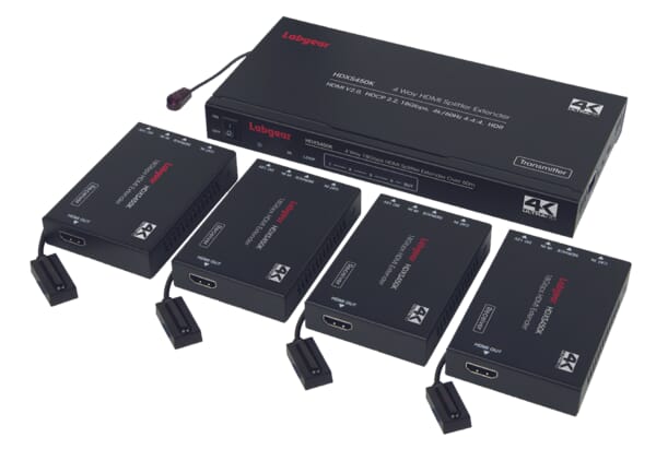 Labgear 4-Way HDMI v2.0 18Gbps 60m Extender over Cat 6/7 4K 60Hz HDR10 ...