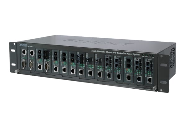 Planet MC1500R 15 slot 19" Media Converter Chassis with Redundant PSU