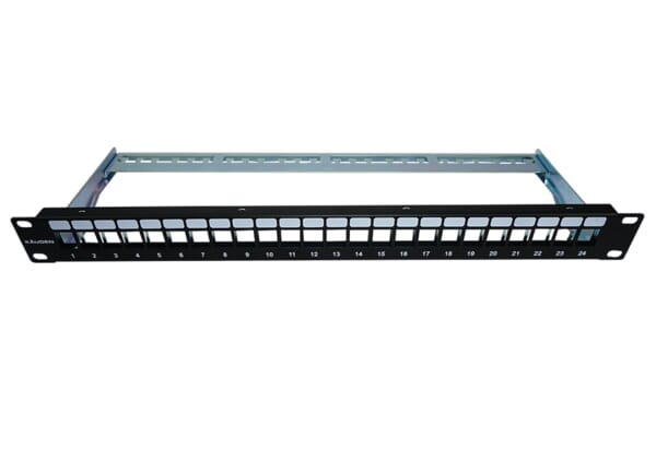1U 24-Port Unloaded Keystone Patch Panel with Cable Management Bar