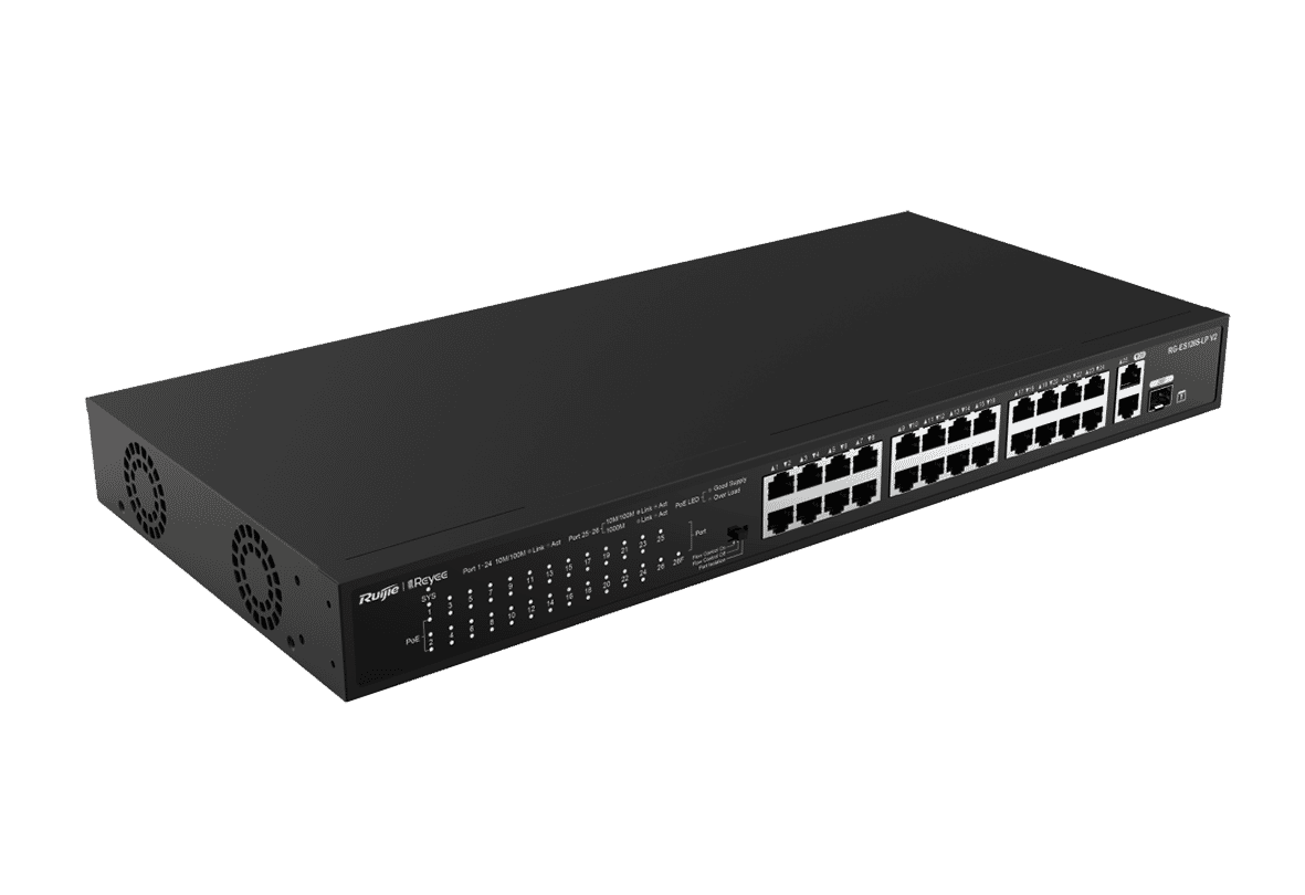 Ruijie RG-ES126S-P V2 Reyee 24-Port 10/100 Mbps Rackmount 370W PoE+ Switch