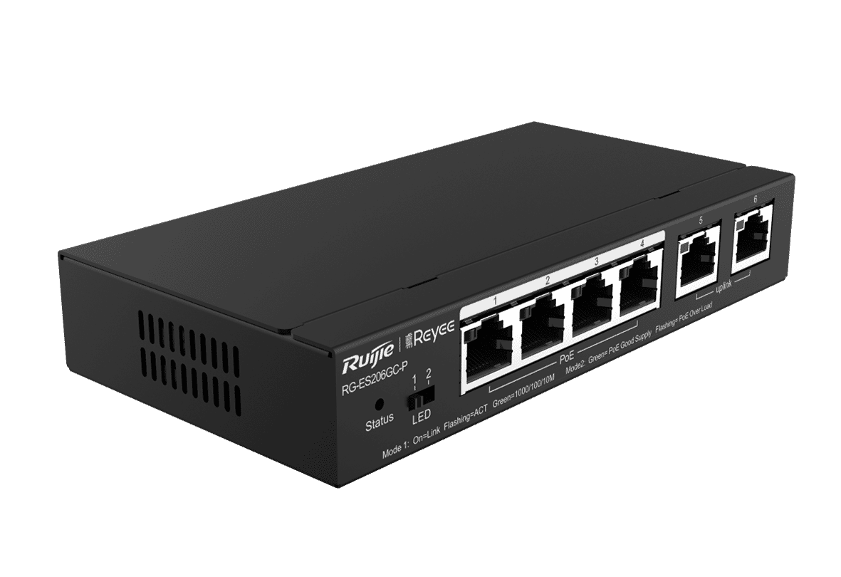 Ruijie RG-ES206GC-P Reyee 6-Port Gigabit Smart Cloud Managed 54W PoE+ ...