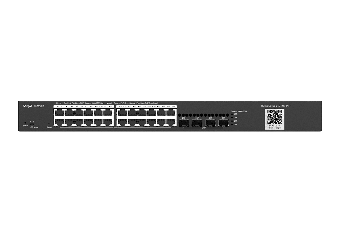 Ruijie RG-NBS3100-24GT4SFP-P Reyee 28-Port Gigabit L2 Managed 370W PoE+ Switch