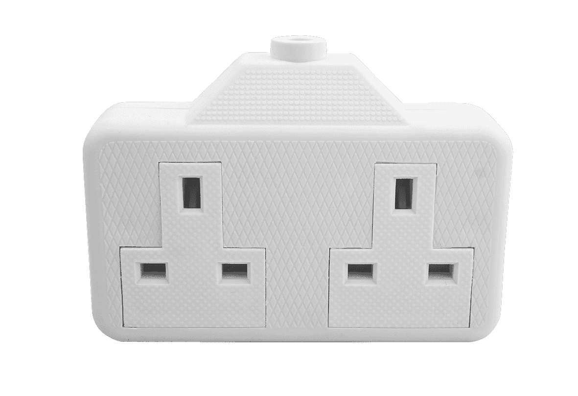 2 Gang Rubber Trailing Socket 13 amp White