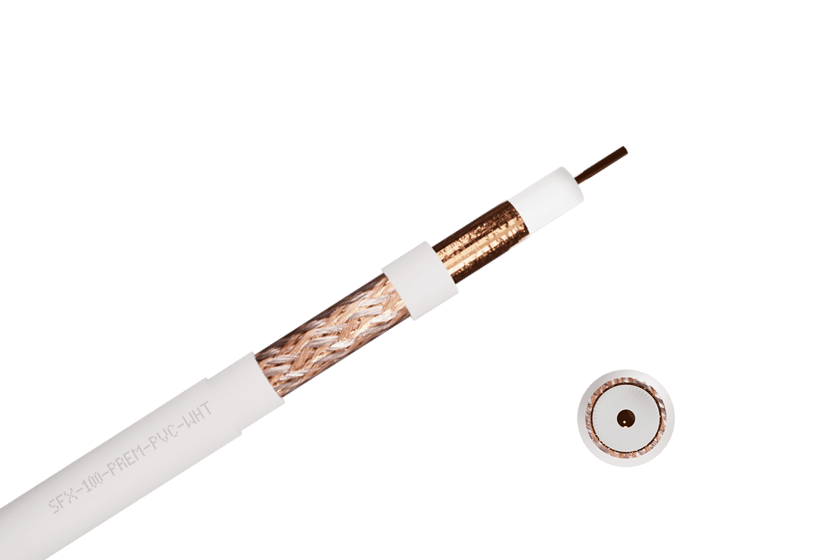 Premium FPE Low Loss Screened Coax Cable PVC 100m White