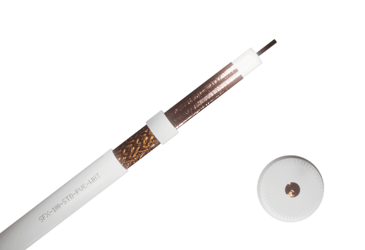 Low Loss FPE Screened Coax Cable PVC 100m White