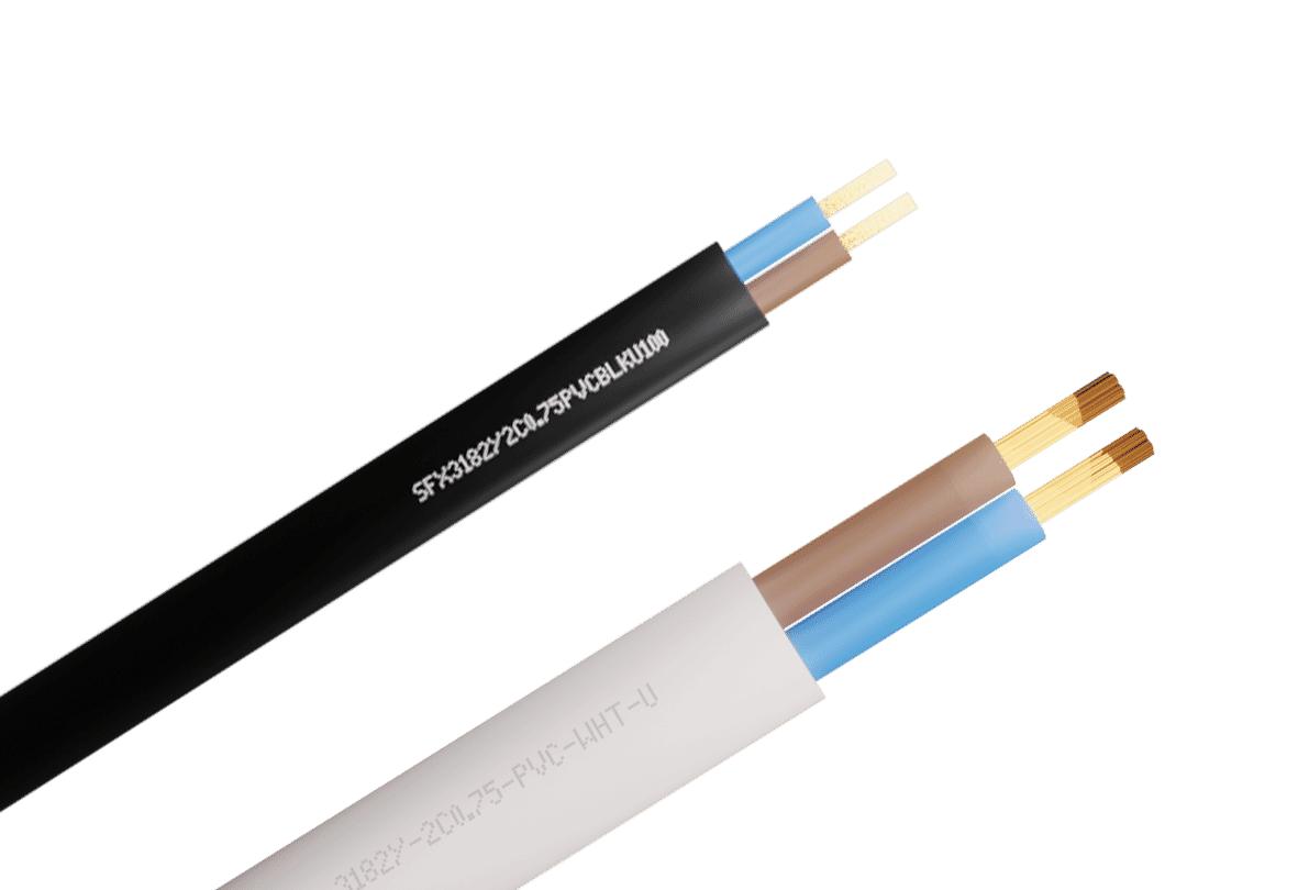 Round 2 Core PVC Mains Flex Power Cable 3182Y