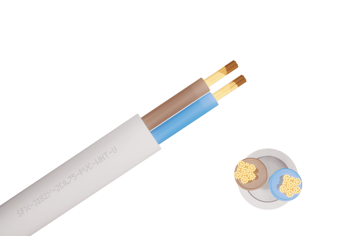 3182Y 2 Core Flex 0.75MM White 100m