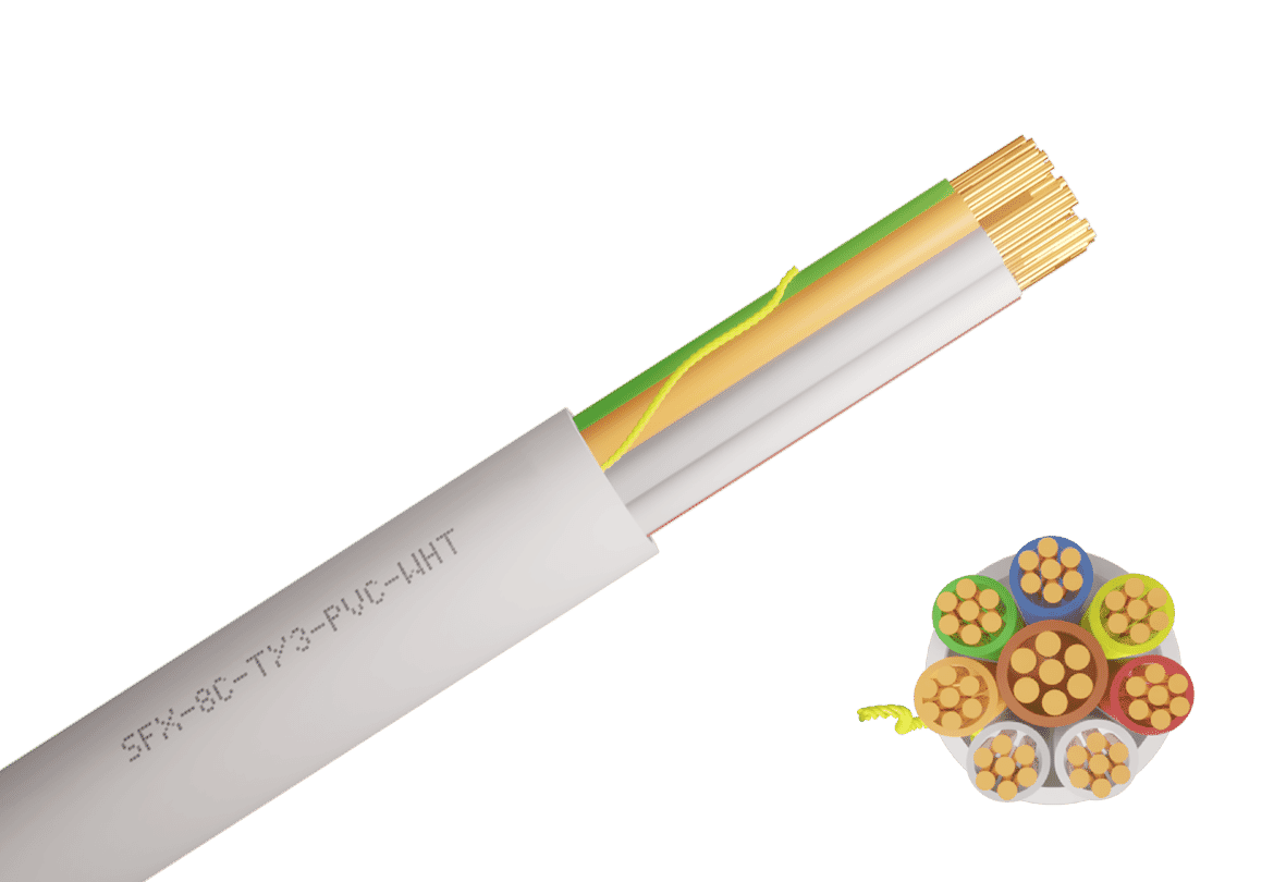 8 core Type 3 Alarm Cable PVC 100m White