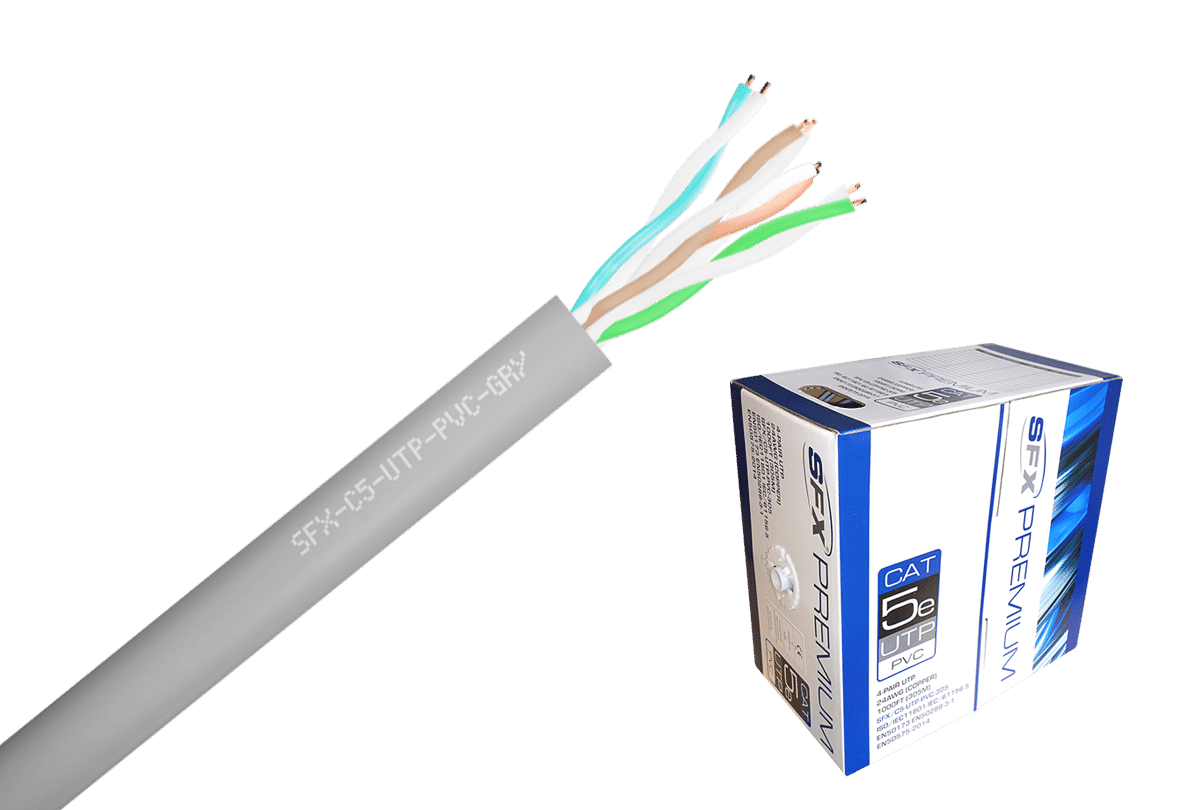 Cat 5e Solid Copper PVC Grey 305m Box