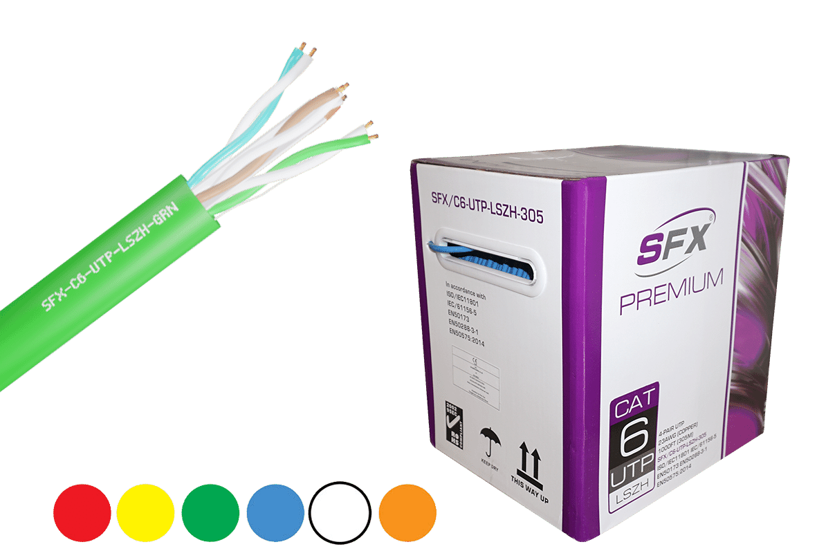 Cat6 UTP LSZH Colour Range 305m Boxes