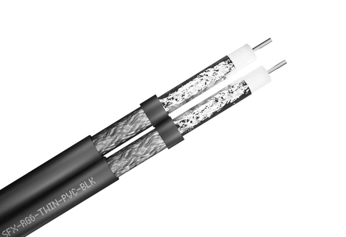 RG6 Twin Low Loss Screened Coax Cable 100m Black